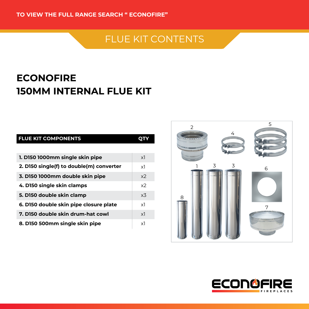 D150 INTERNAL FLUE KIT - Econofire Fireplaces