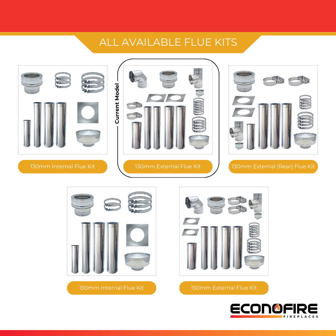 D130 Rear Exit External Flue Kit | Fireplace Flue Kits & Pipes | For ...