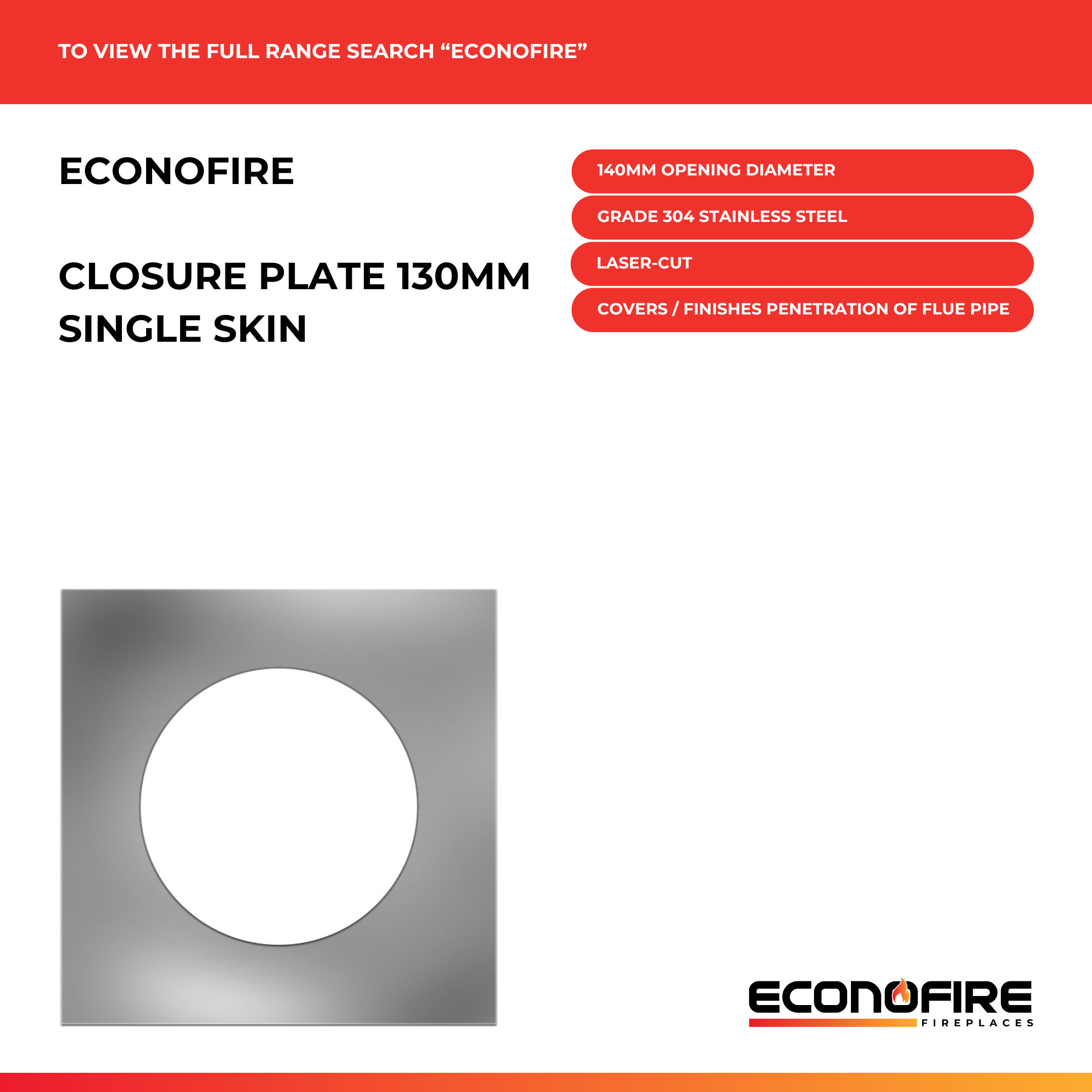 D130 Single Skin Closure Plate | Fireplace Accessories | For Sale ...